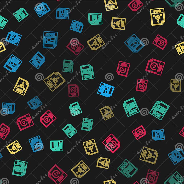 Set Line BMP File Document, DOC, OBJ and GIF on Seamless Pattern ...