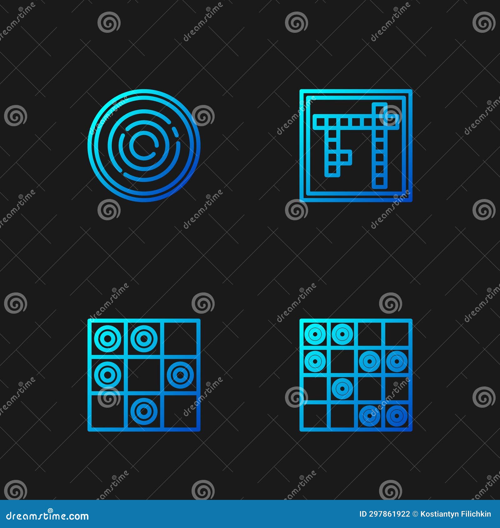 Set Line Board Game of Checkers, , Checker Chips and Bingo. Gradient ...