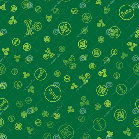 Set Line Bones and Skull Warning, Information and QR Code on Seamless ...