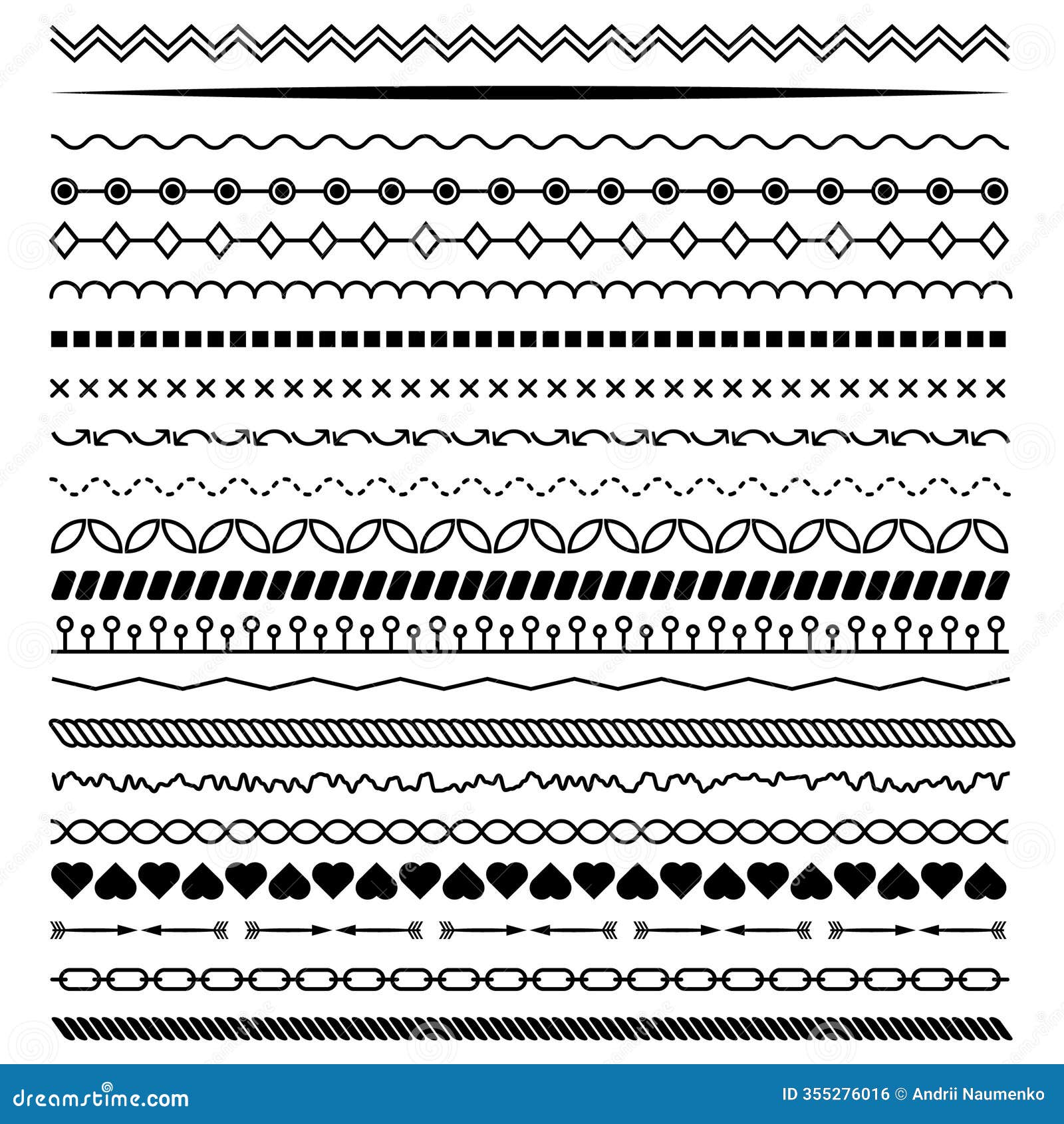 Set of Line Borders Vector Illustration Stock Illustration ...
