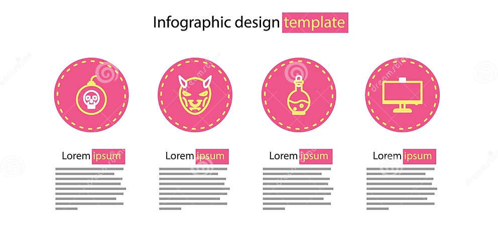 Set Line Bottle with Magic Elixir, Computer Monitor, Mask of the Devil ...