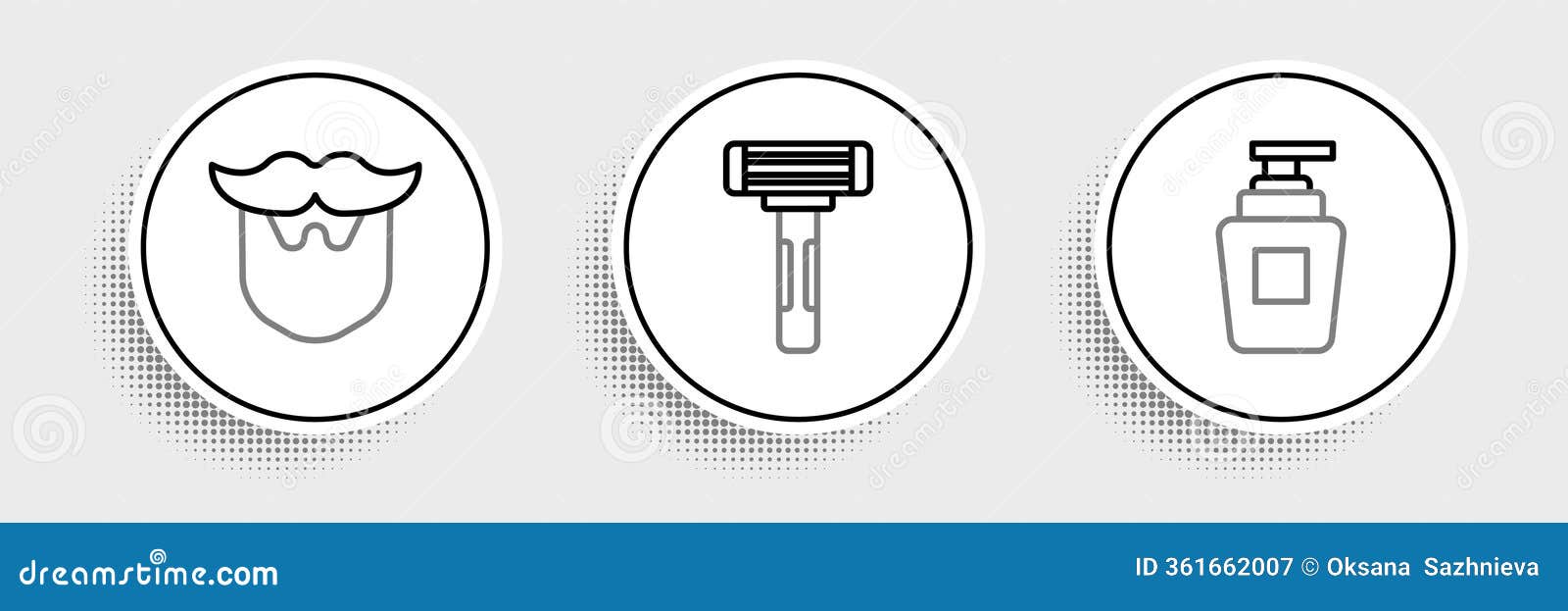 Mustache And Razor Thin Line Icon. Shaving Vector Illustration Isolated ...