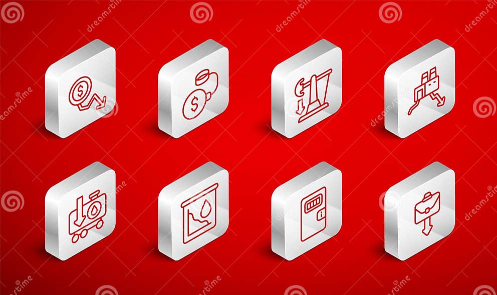 Set Line Briefcase, Debt Ball Chained To Coin, Drop Crude Oil Price, Shutdown of Factory, Prison ...