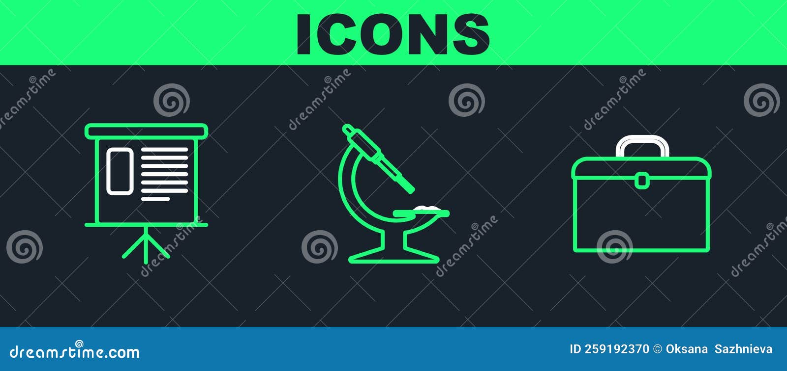 Set Line Briefcase, Presentation Financial Board with Graph, Schedule ...