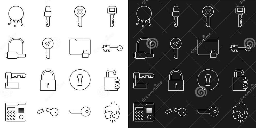 Set Line Broken or Cracked Lock, Safe Combination, Old Key, Wrong, Key ...