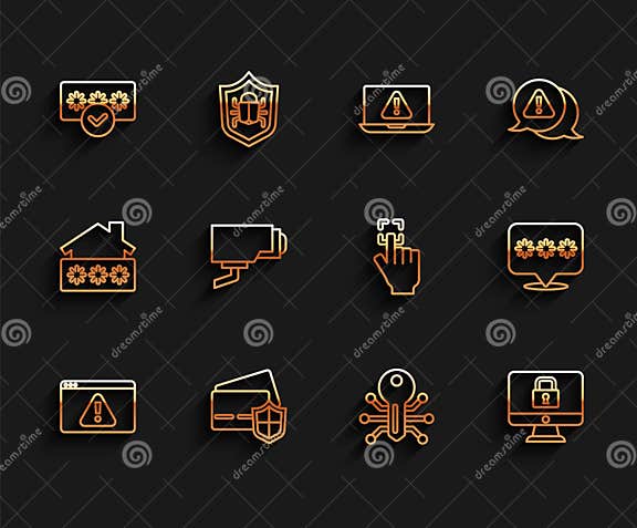 Set Line Browser With Exclamation Mark Credit Card Shield Password Protection Smart Key Lock