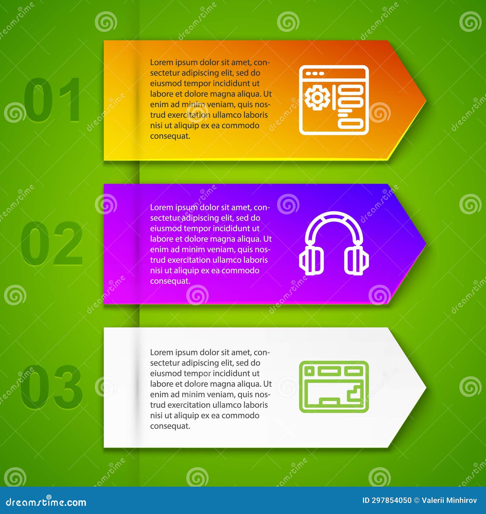 Set Line Browser Setting, Headphones and Keyboard. Business Infographic ...