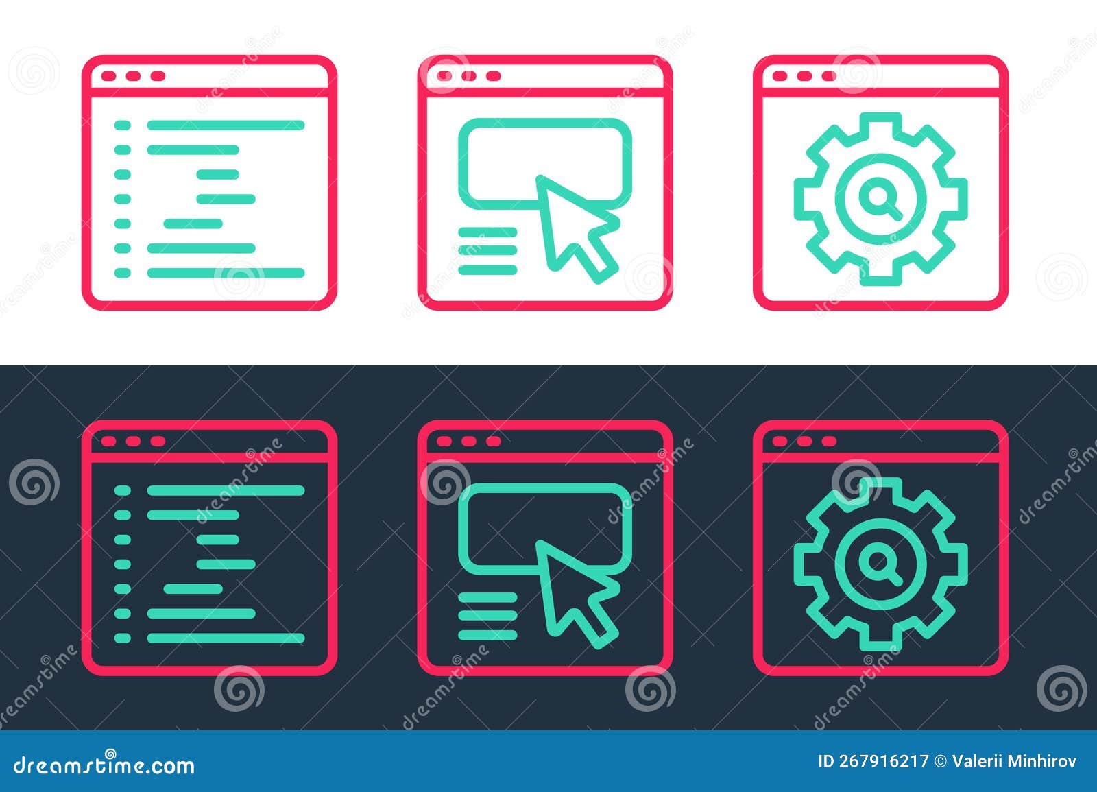 Set Line Browser Setting, Window and UI or UX Design Icon. Vector Stock Illustration ...