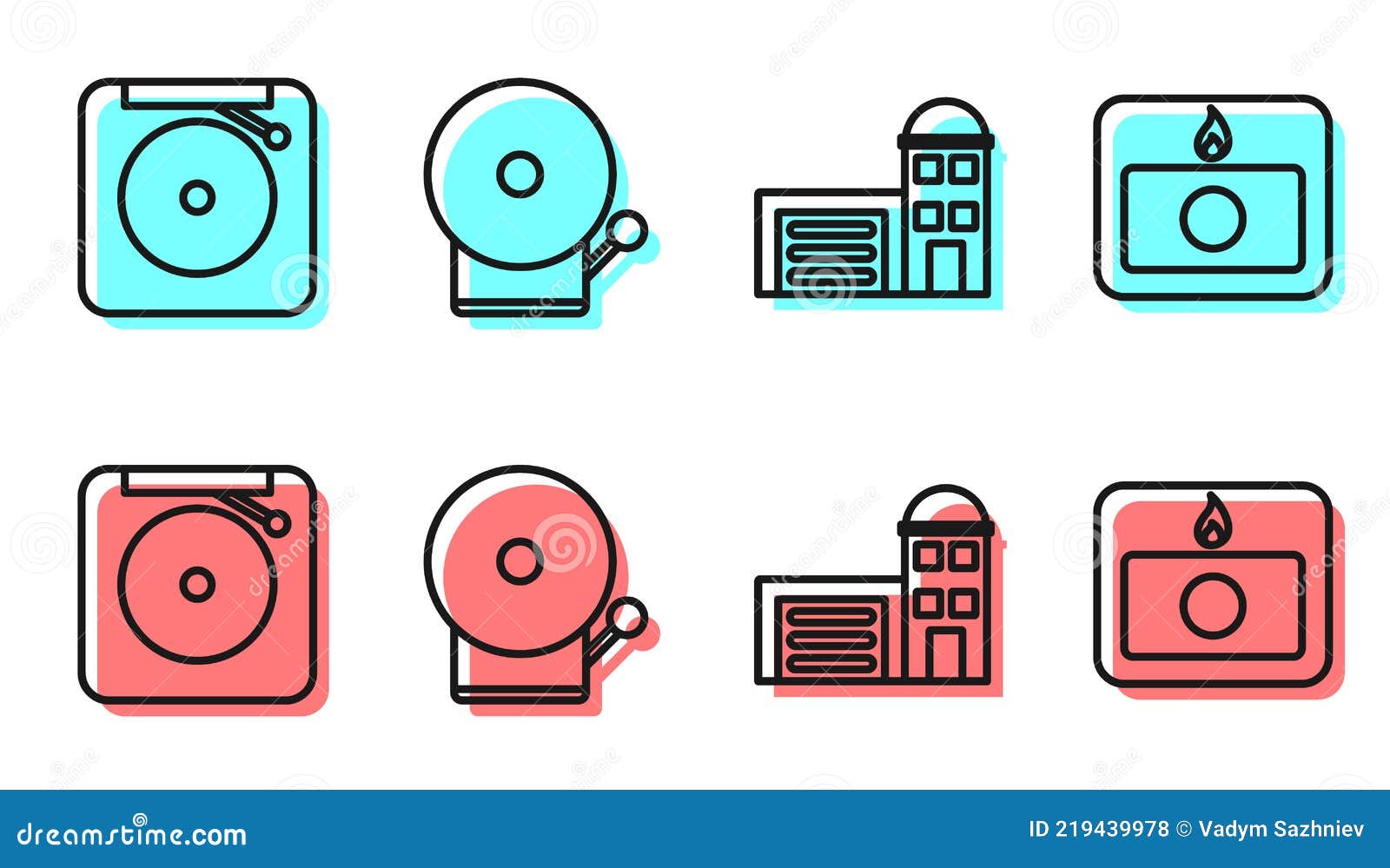 Set Line Building of Fire Station, Ringing Alarm Bell, Ringing Alarm ...