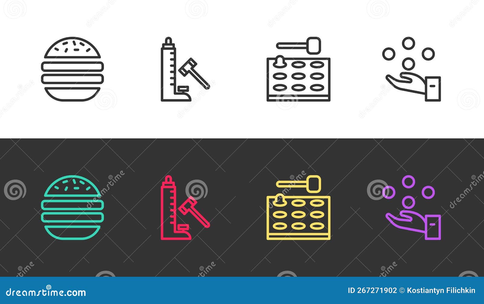 Set Line Burger, Striker Attraction with Hammer, Arcade Game Machine ...