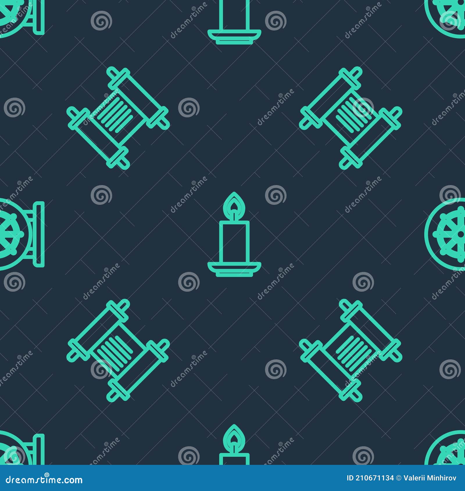 Set Line Burning Candle, Decree, Paper, Parchment, Scroll and Dharma ...