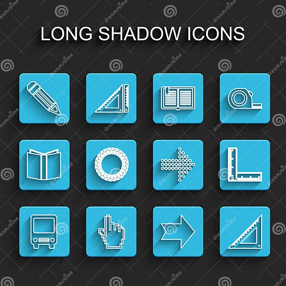 Set Line Bus, Pixel Hand Cursor, Pencil, Arrow, Triangular Ruler ... Set Line Bus, Pixel Hand Cursor, Pencil, Arrow, Triangular Ruler ...