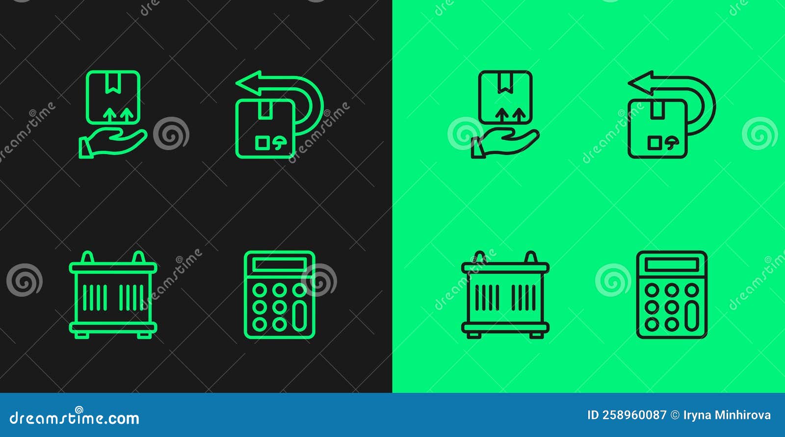 Set Line Calculator, Container, Delivery Hand with Box and Return ...