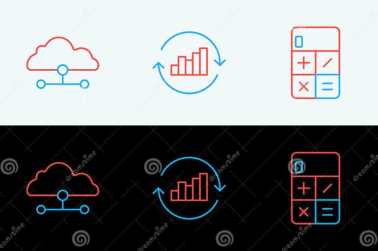 Set Line Calculator, Network Cloud Connection and Pie Chart Infographic ...