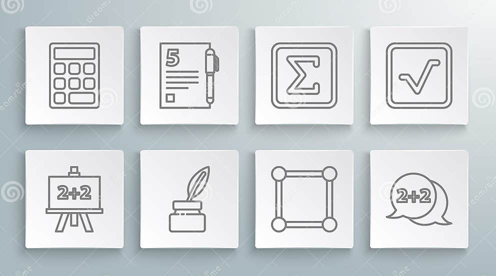 Set Line Calculator, Open Book, Chalkboard, with Diagram, Geometric ... Set Line Calculator, Open Book, Chalkboard, with Diagram, Geometric ...
