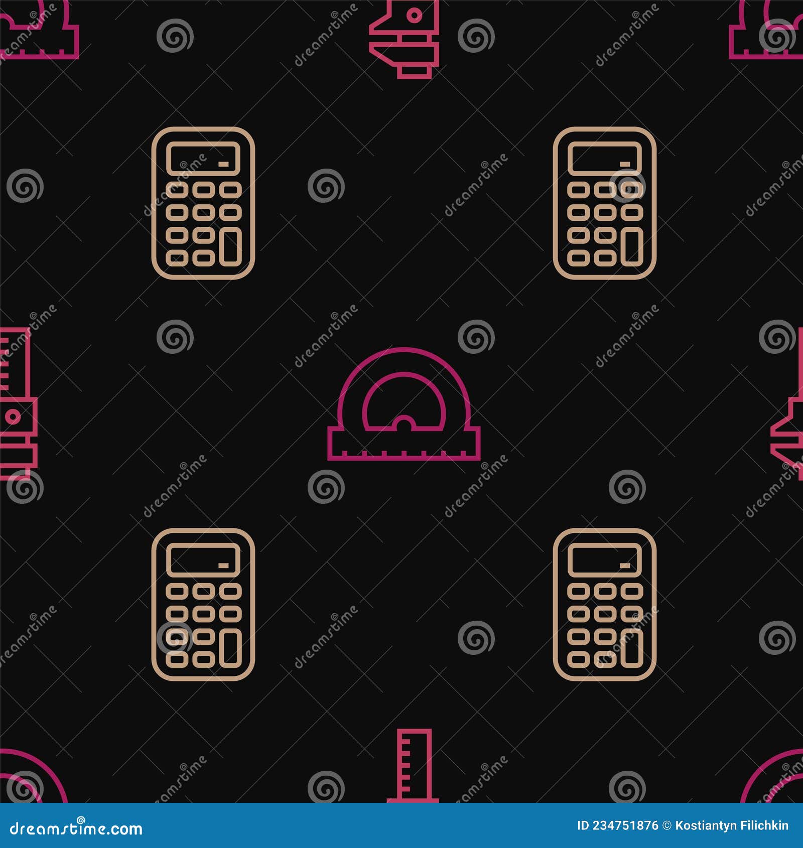 Set Line Calliper or Caliper and Scale, Calculator and Protractor on ...