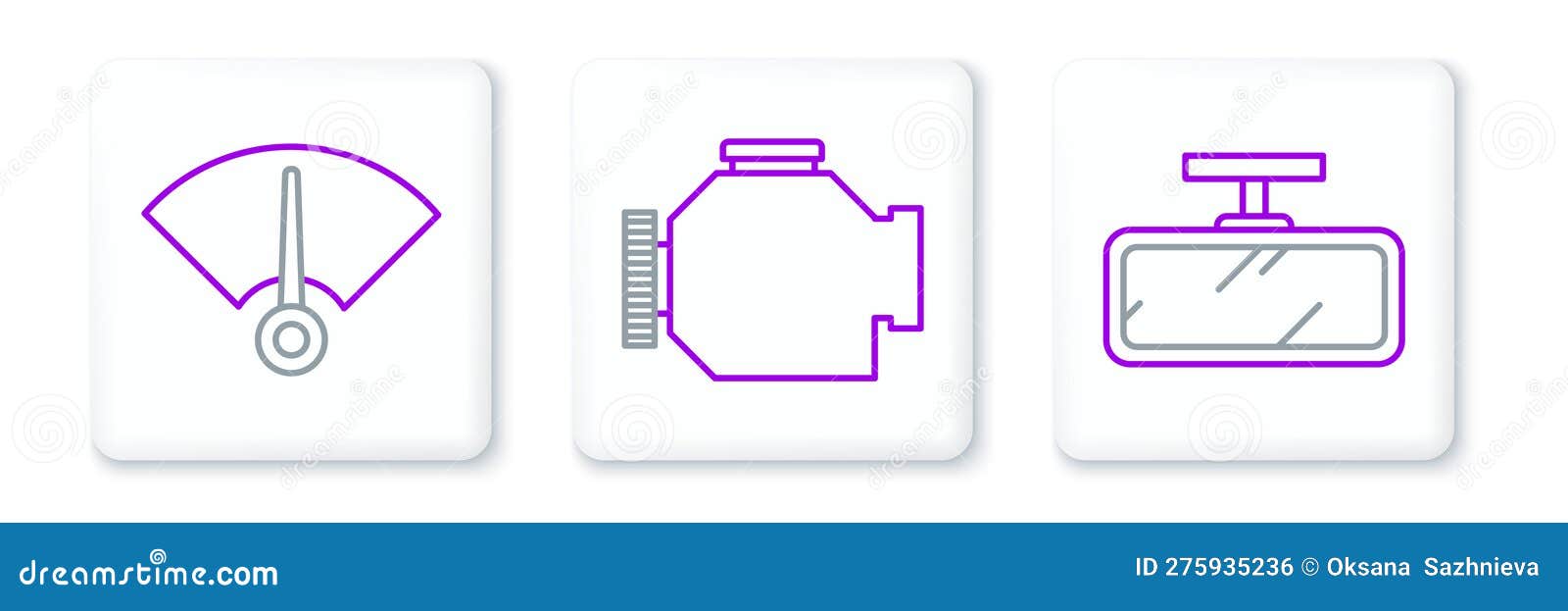 Set Line Car Mirror, Speedometer and Check Engine Icon. Vector Stock ... Set Line Car Mirror, Speedometer and Check Engine Icon. Vector Stock ...