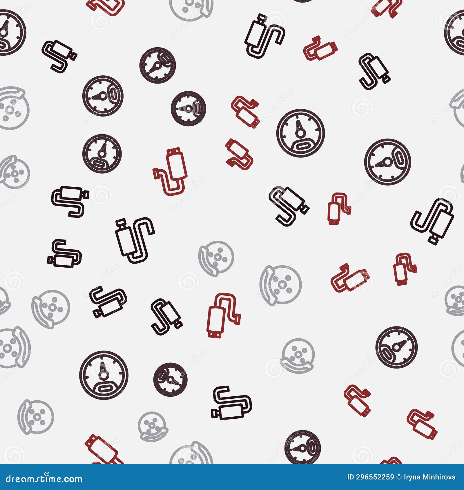 Set Line Car Muffler, Speedometer, Brake Disk with Caliper and on ...