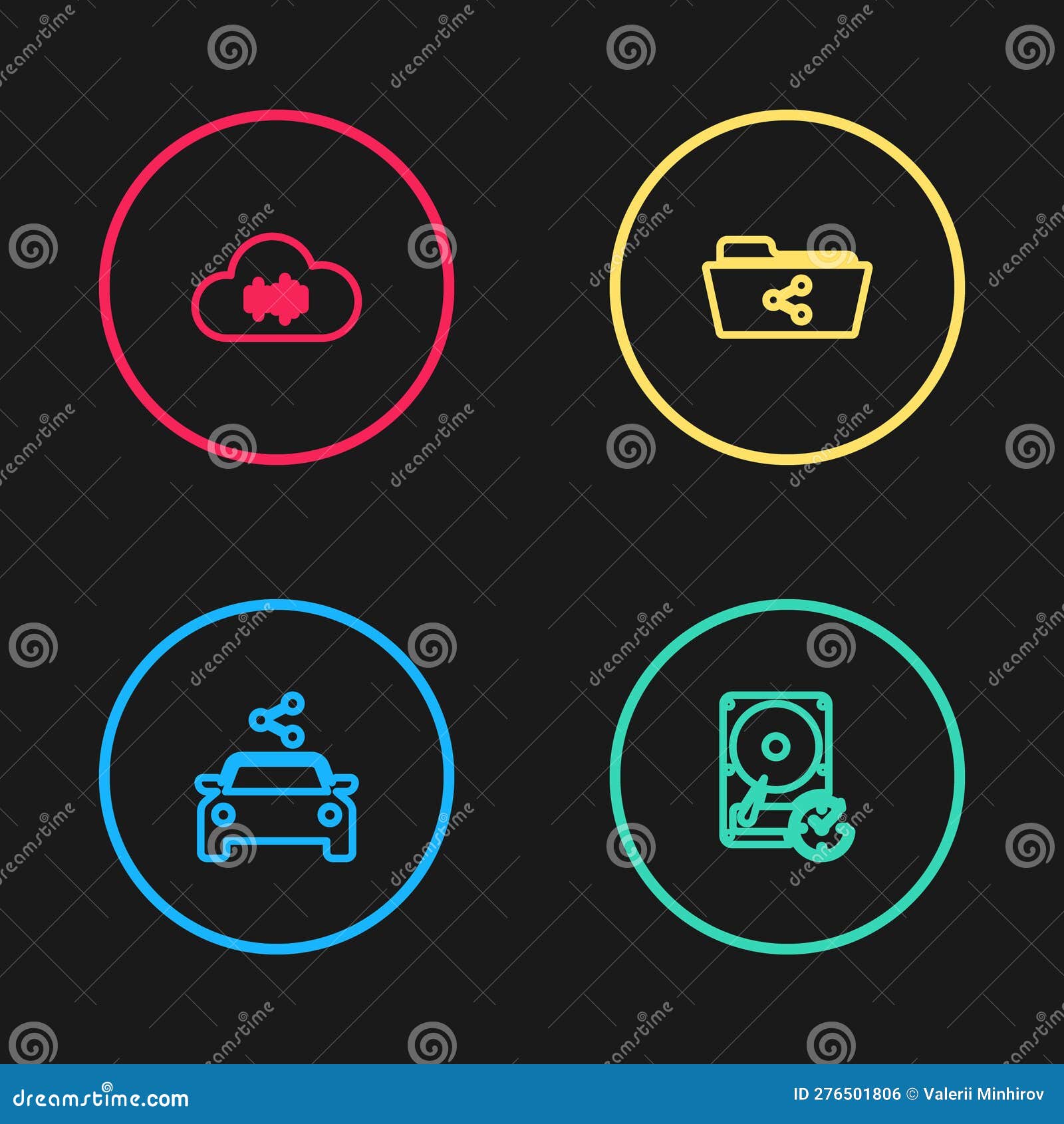 Set Line Car Sharing, Hard Disk Drive with Clockwise, Share Folder and ...