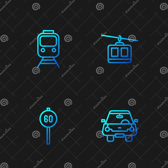 Set Line Car, Speed Limit Traffic, Train and Railway and Cable Car ...