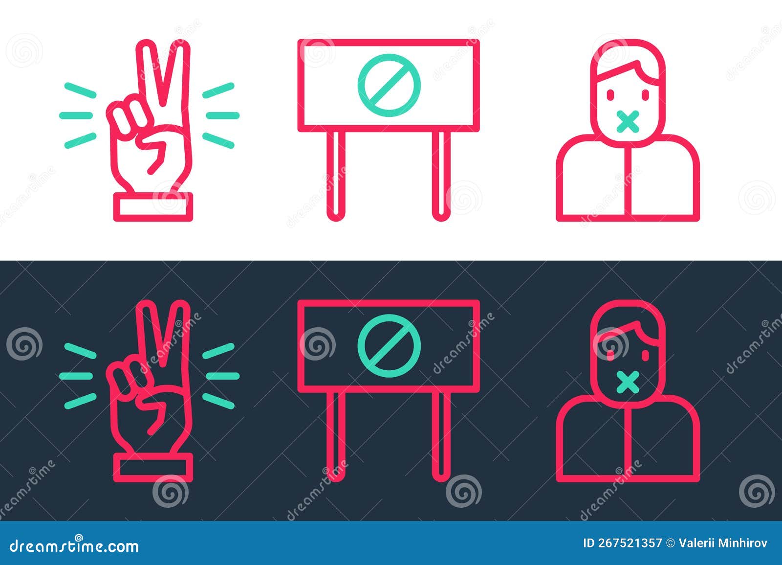 Set Line Censor and Freedom of Speech, Hand Showing Two Finger and ...