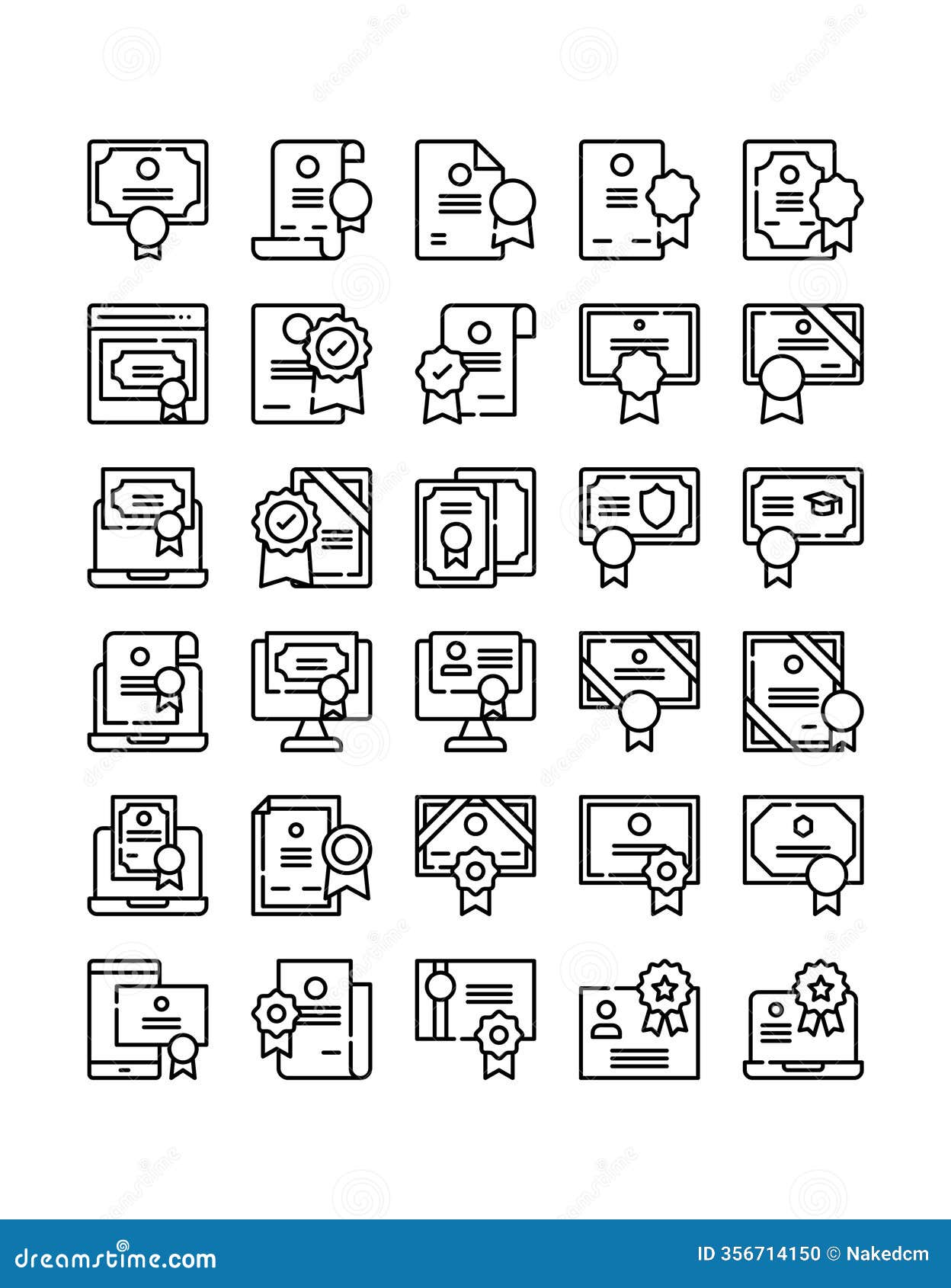 Set of Line Certificate Icon Decoration Element Stock Vector ...