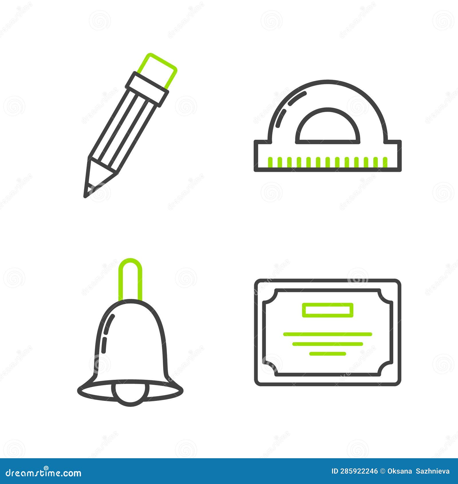 Set Line Certificate Template, Ringing Bell, Protractor Grid for ...