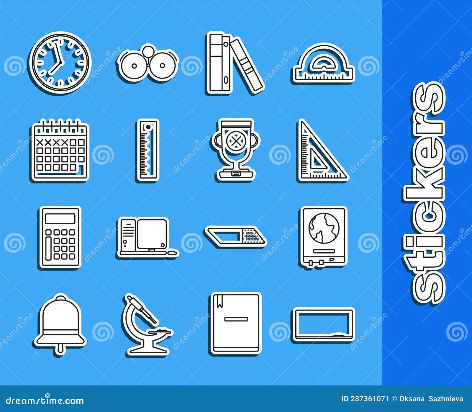 Set Line Chalkboard, World Map on School Blackboard, Triangular Ruler ...