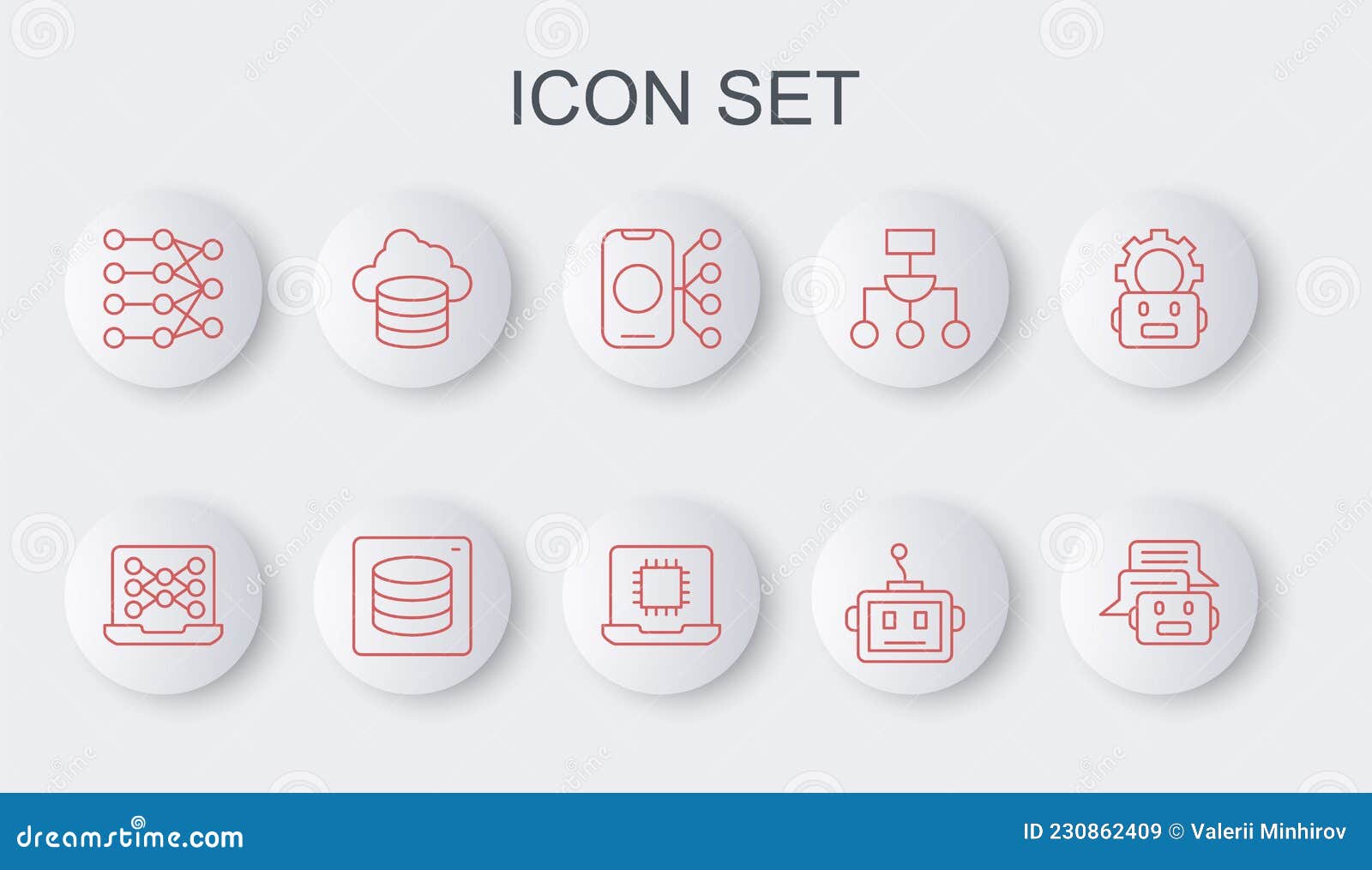 Set Line Chat Bot, Neural Network, Artificial Intelligence Robot, Cloud Database, Server, Data ...