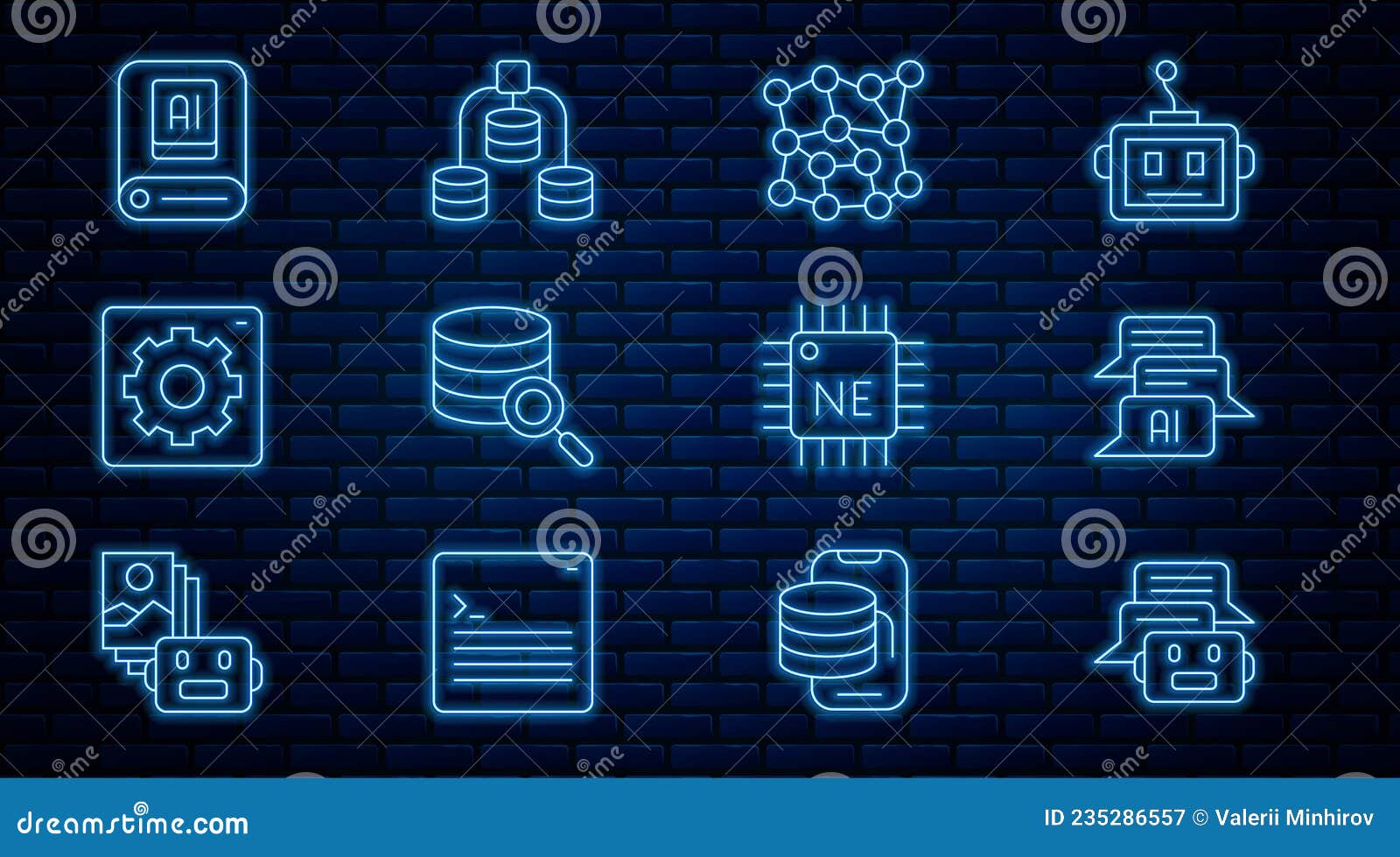 Set Line Chat Bot Neural Red Servidor Computadora Api Interfaz Inteligencia Artificial Ai ...