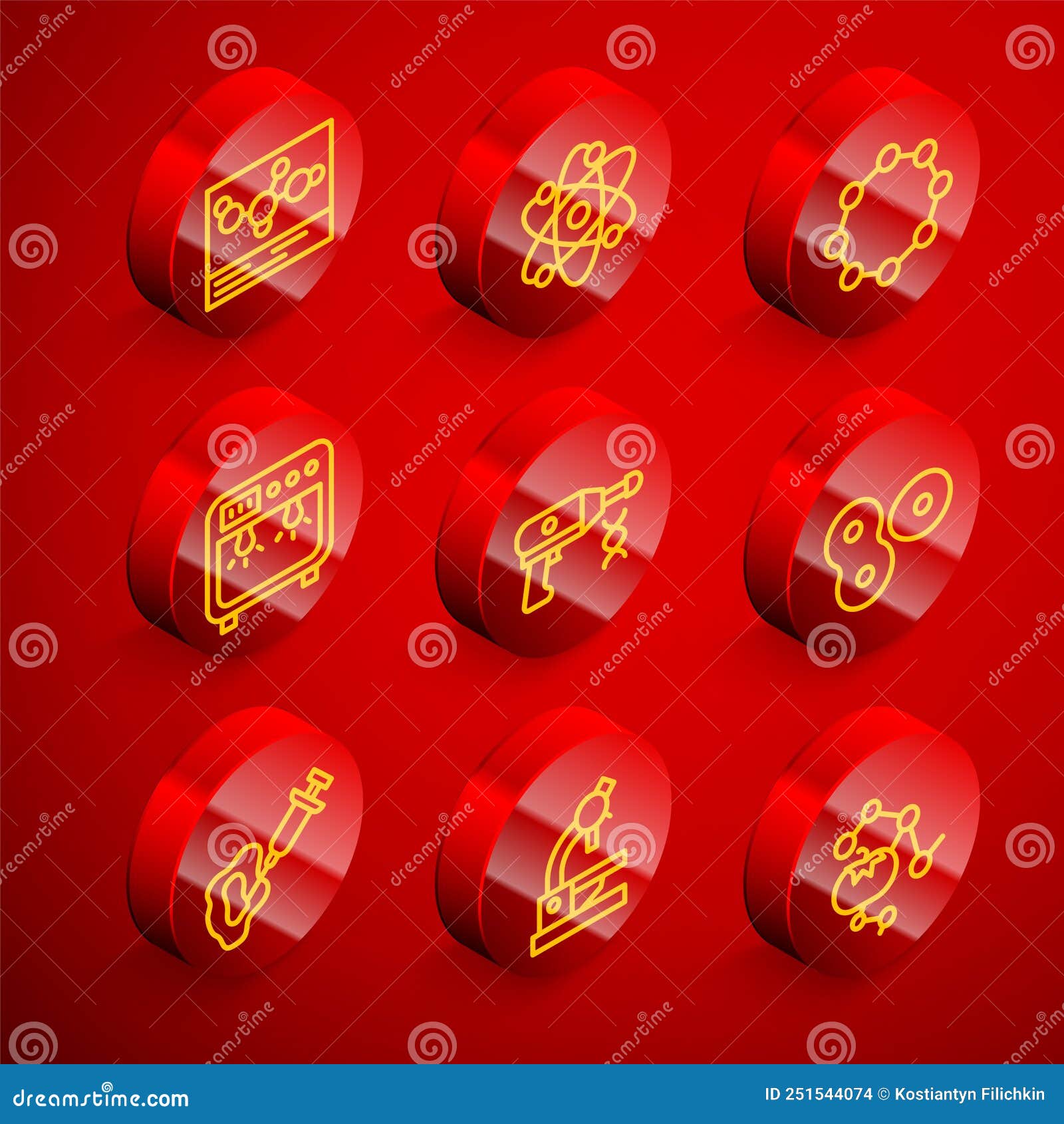 Set Line Chemical Formula, Atom, Biosafety Box, Transfer Liquid Gun ...