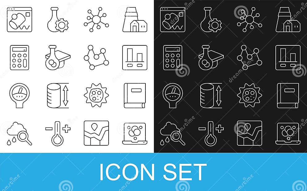 Set Line Chemical Formula, Science Book, Graph Chart Infographic ...