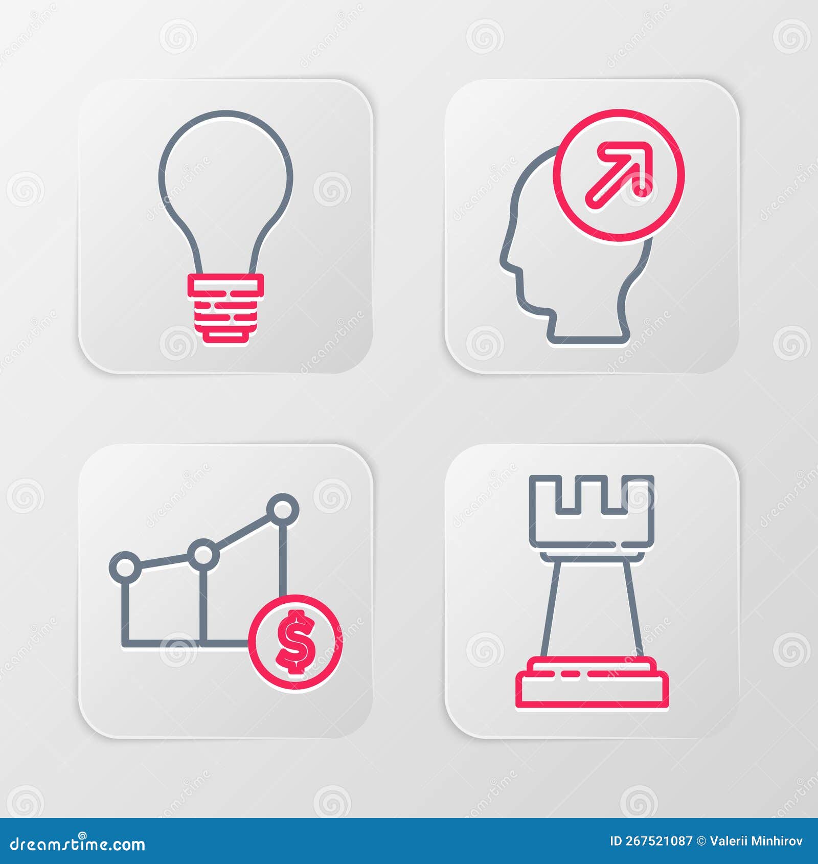 Set Line Chess, Pie Chart and Dollar, Head Hunting Concept and Light ...