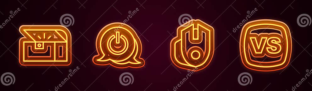 Set Line Chest for Game, Power Button, Computer Mouse and VS Versus ...