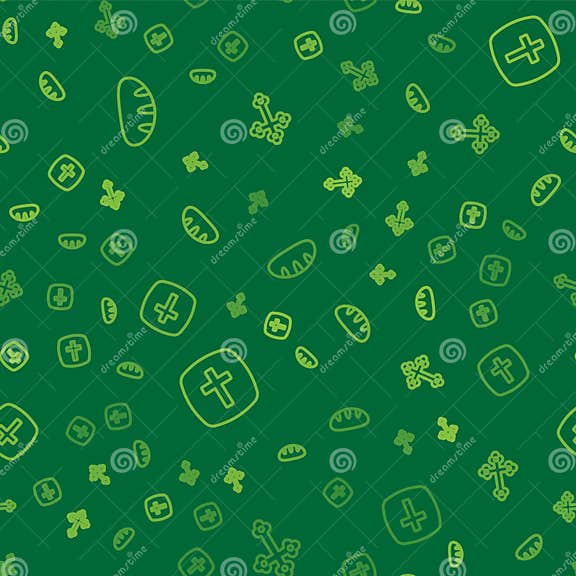 Set Line Christian Bread, Cross and on Seamless Pattern. Vector Stock ...