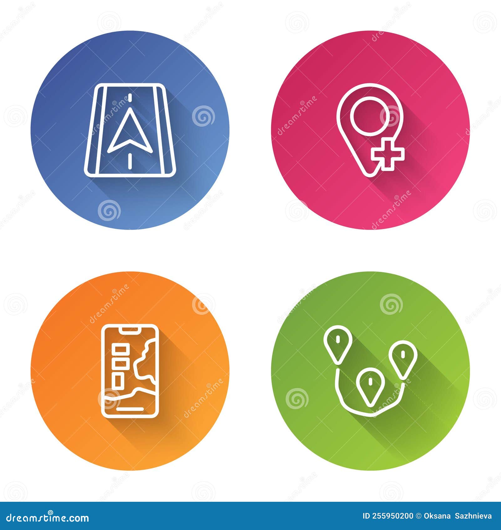 Set Line City Map Navigation, Location, and Route Location. Color ...