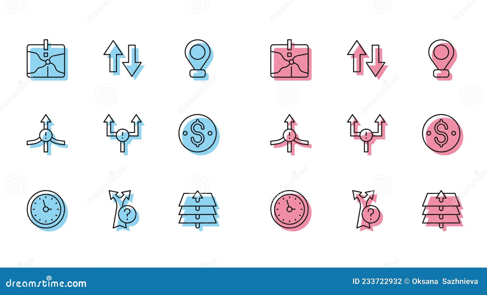 Set Line Clock, Arrow, Intersection Point, Layers, Dollar Symbol, and ... Set Line Clock, Arrow, Intersection Point, Layers, Dollar Symbol, and ...