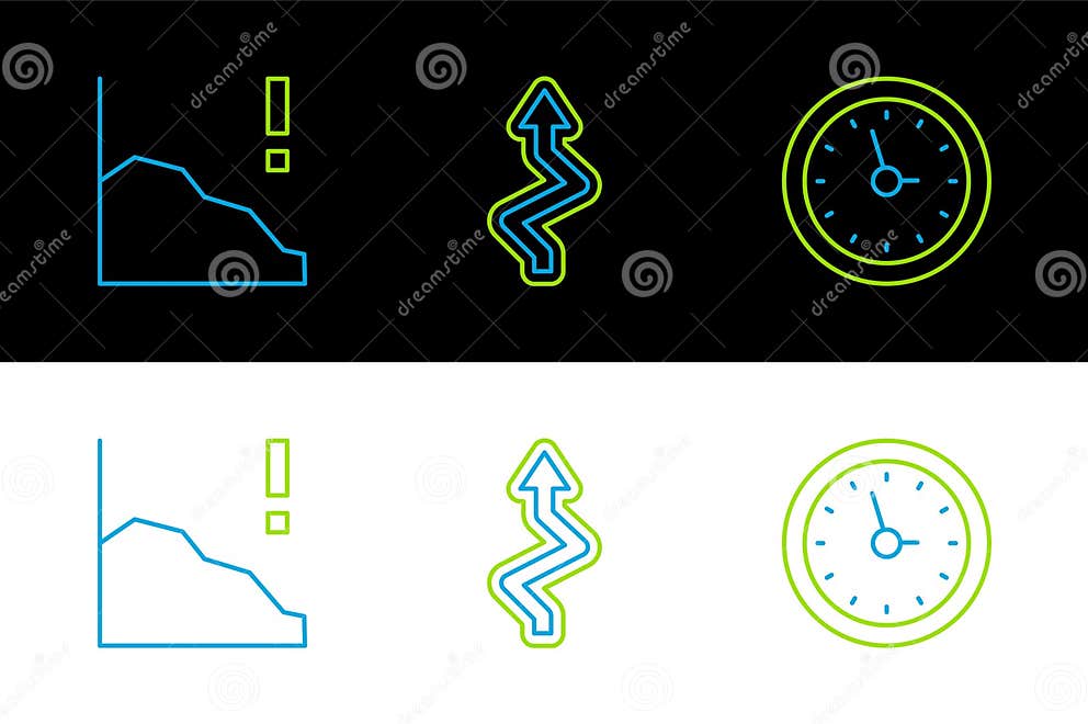 Set Line Clock, Financial Growth Decrease and Arrow Icon. Vector Stock ...