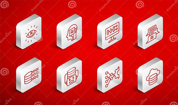 Set Line Cloud Database, Humanoid Robot, Algorithm, Chat, Neural Network, Artificial ...