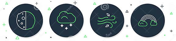 Set Line Cloud with Snow, Wind, Eclipse of the Sun and Rainbow Clouds ...