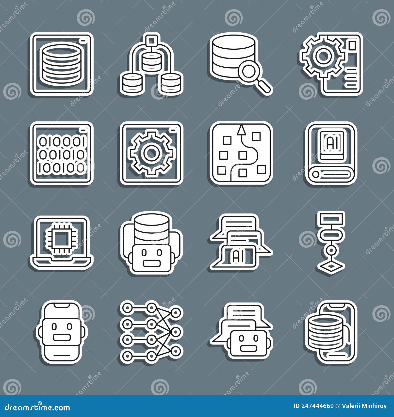 Set Line Cloud Technology Data Transfer Algorithm Artificial Intelligence Ai Server Computer