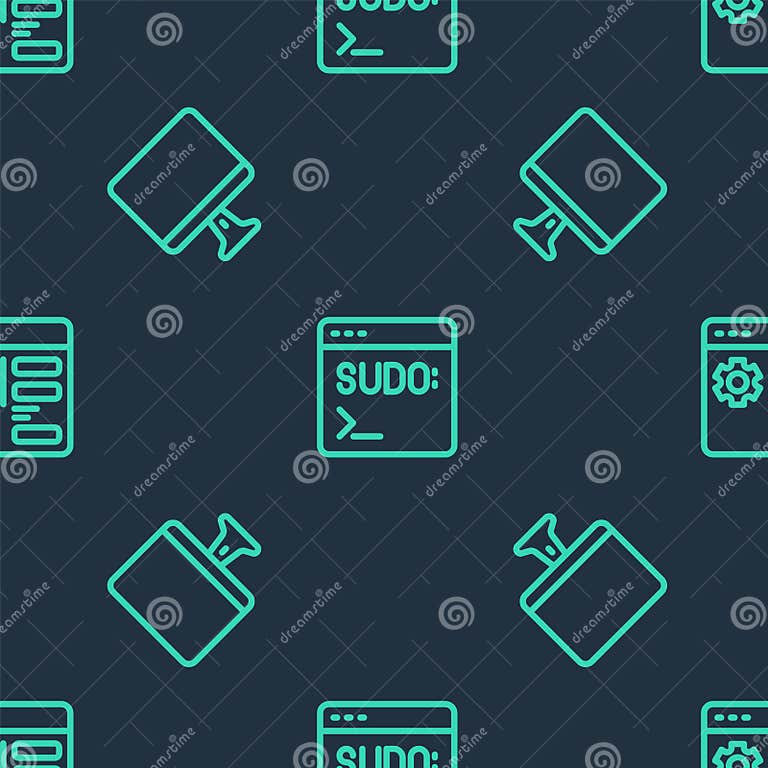 Set Line Code Terminal Computer Monitor Screen And Browser Setting On Seamless Pattern Vector 8822