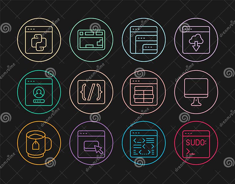 Set Line Code Terminal, Computer Monitor Screen, Software, Programming ...