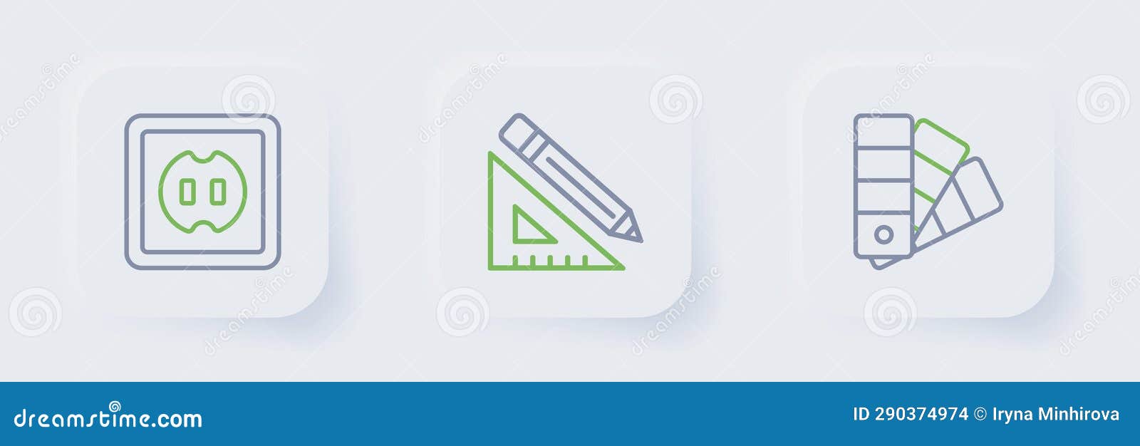 Set Line Color Palette Guide, Triangular Ruler and Pencil and ...