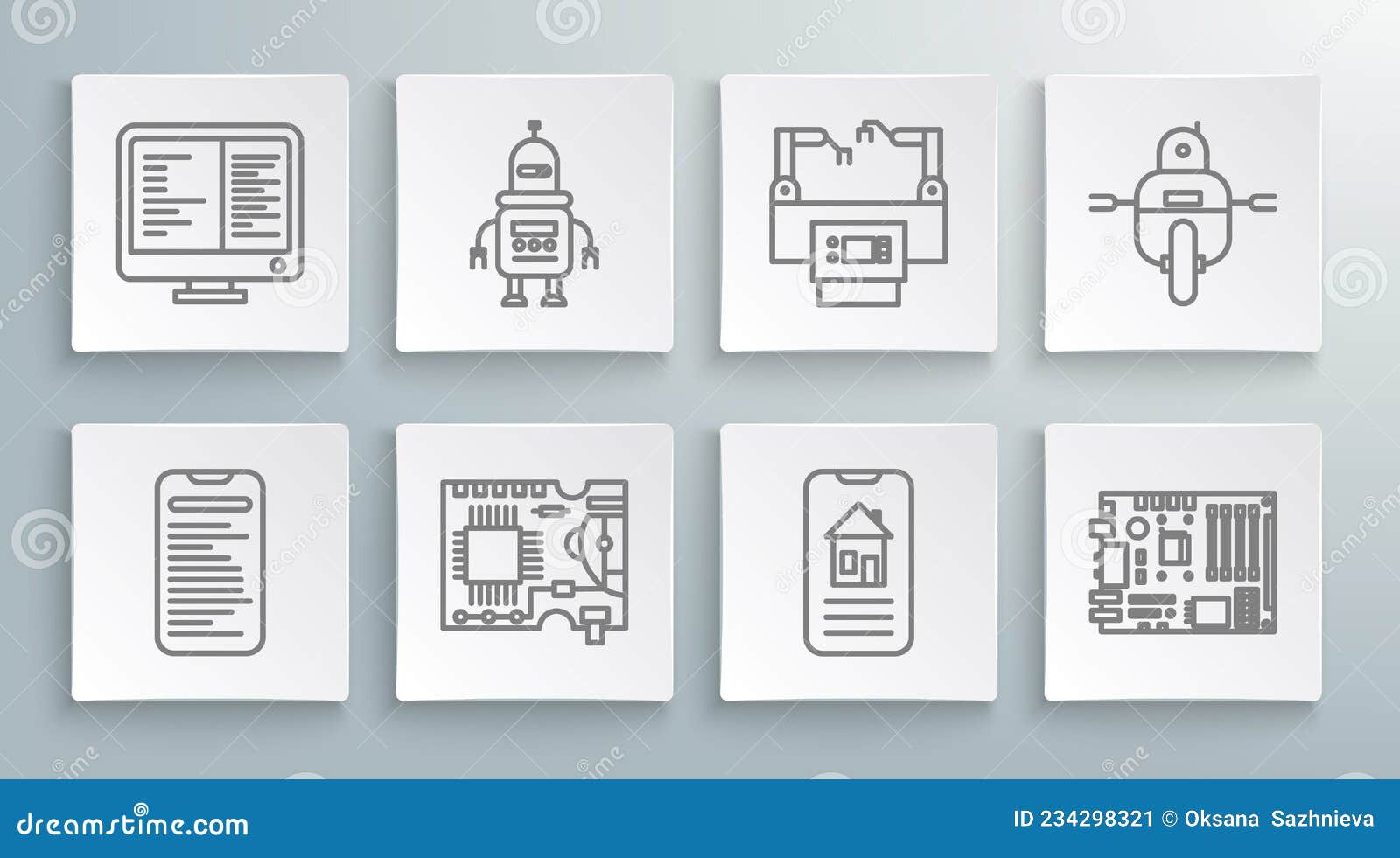 Set Line Computer Api Interface, Robot, Printed Circuit Board PCB ... Set Line Computer Api Interface, Robot, Printed Circuit Board PCB ...