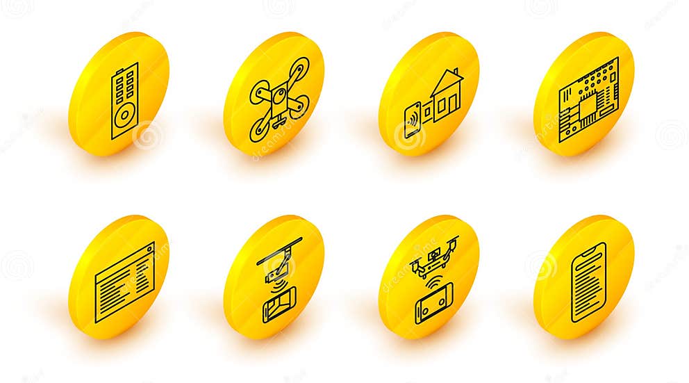 Set Line Computer Api Interface Software Web Developer Programming Code Printed Circuit Board