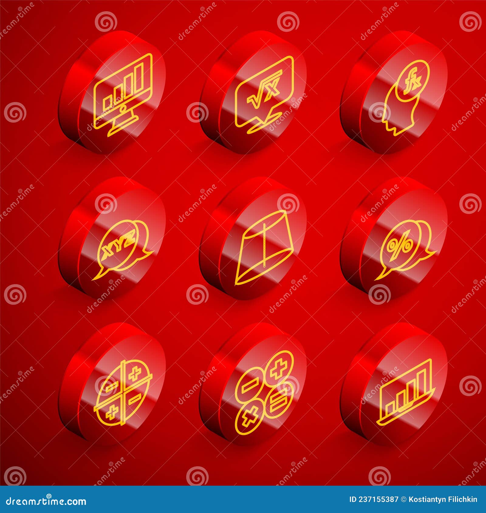 Set Line Computer Monitor With Graph Chart Square Root Of X Glyph