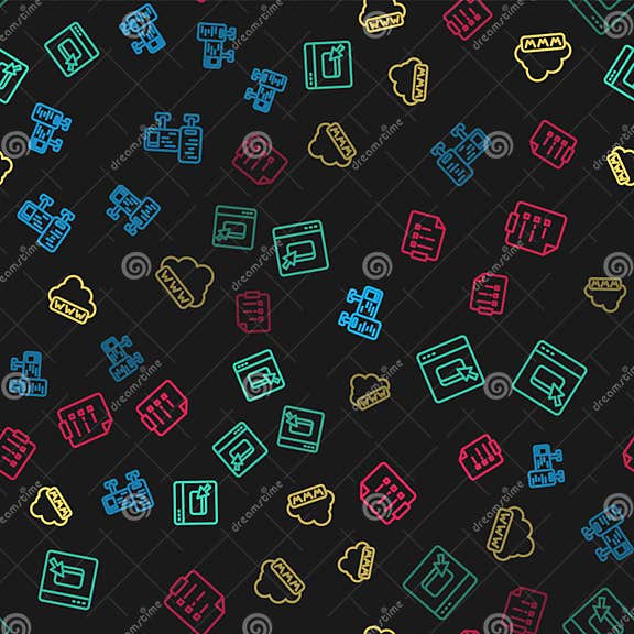 Set Line Computer Monitor Screen Browser Files Web Development And Clipboard With Checklist On