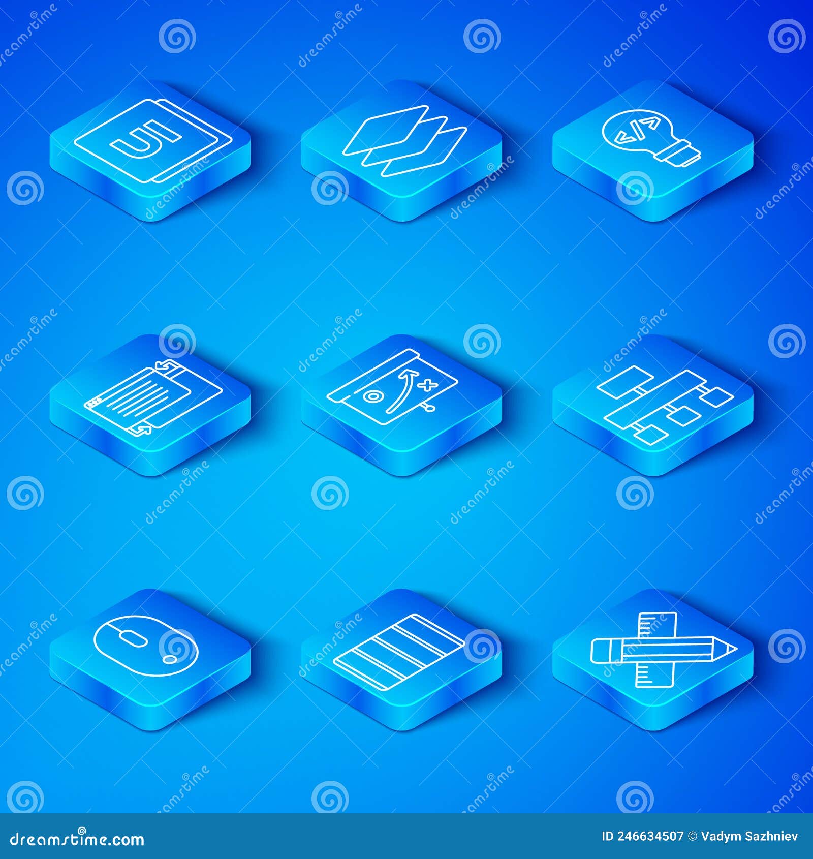 Set Line Computer Mouse, Planning Strategy Concept, Color Palette Guide, Site Map, Front End ...