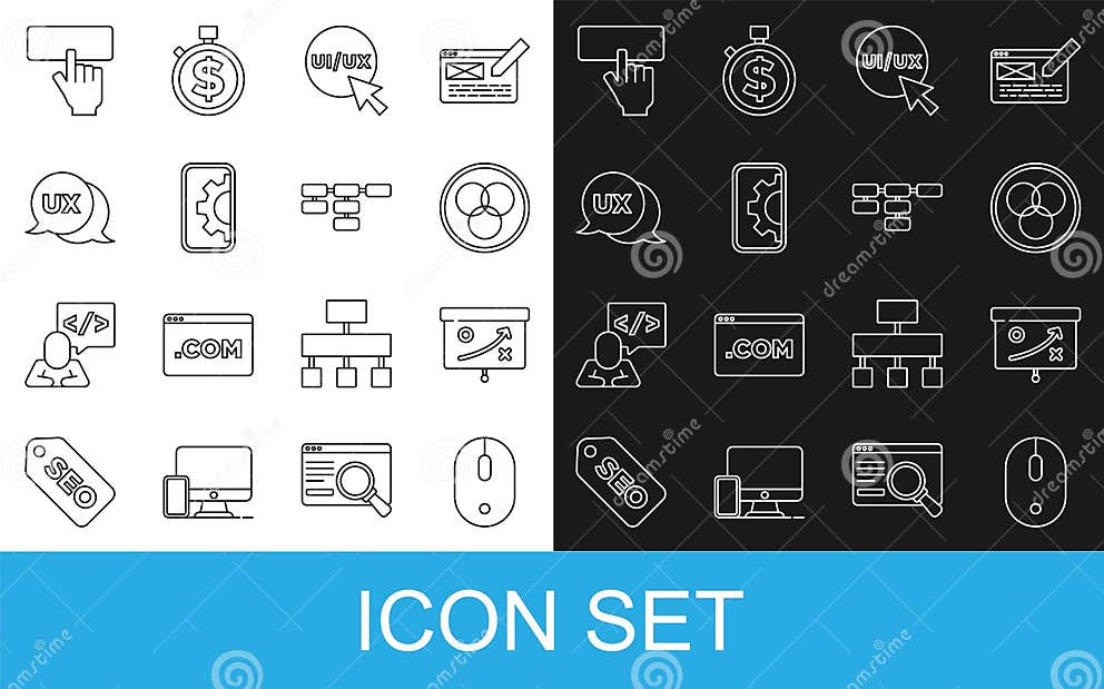 Set Line Computer Mouse, Planning Strategy Concept, RGB and CMYK Color Mixing, UI UX Design, Web ...